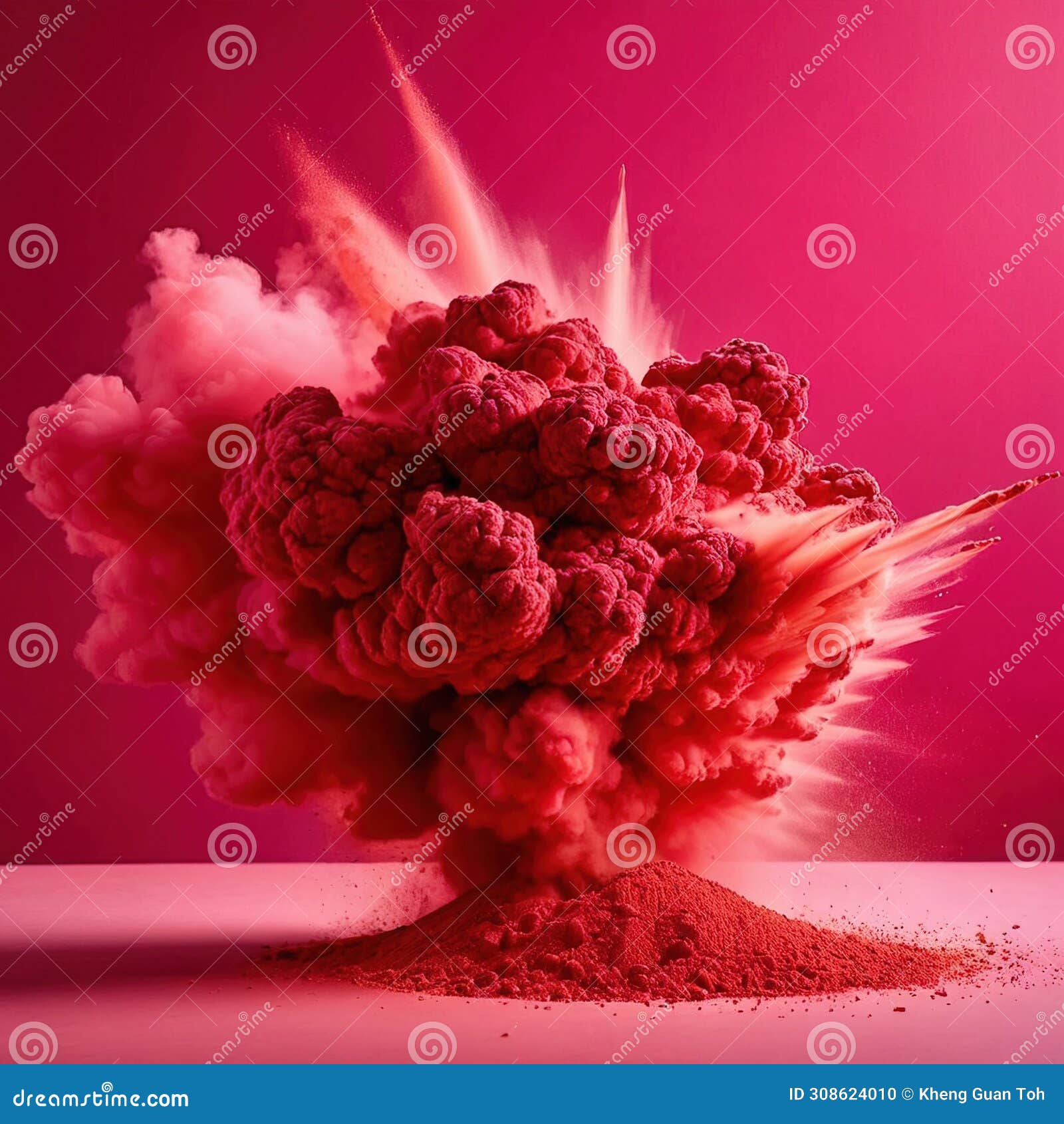 Dynamic Explosion of Red Powder, Bright Color Splash Abstract ...