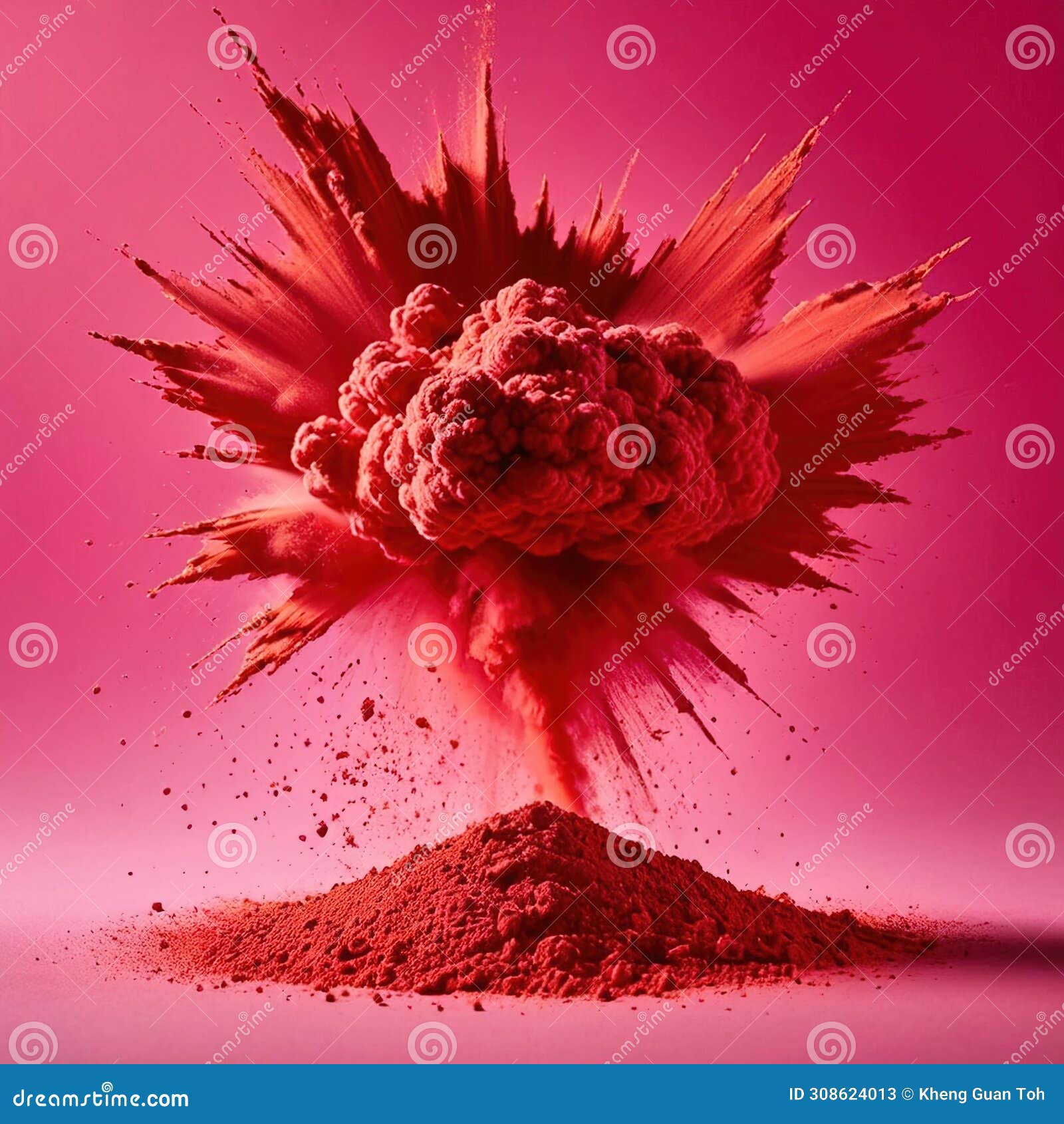 Dynamic Explosion of Red Powder, Bright Color Splash Abstract ...
