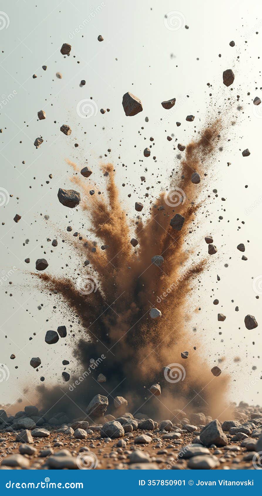 Dynamic Explosion of Rocks and Debris from an Impact Center Stock Illustration - Illustration of ...