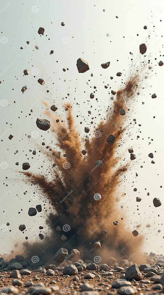 Dynamic Explosion of Rocks and Debris from an Impact Center Stock ...