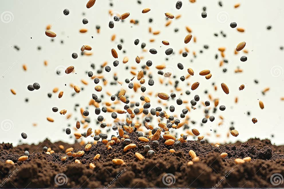 Dynamic Explosion of Seeds Above Rich Soil with Sprouting Potential ...
