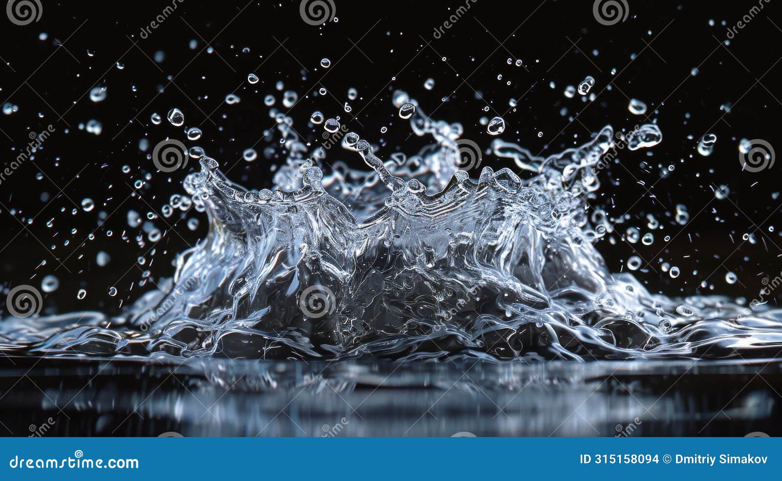 In A Dynamic Explosion, A Water Splash Emanates From A Thrown Stone ...