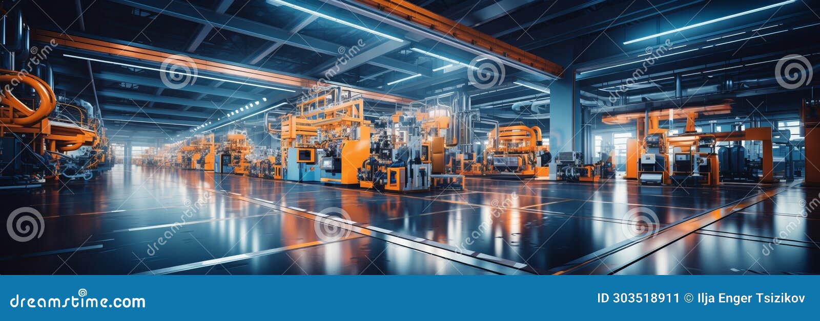 Dynamic Factory Floor with Diligent Workers Operating Heavy Machinery ...