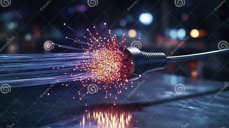 Dynamic Fiber Optic Technology Showcase Urban Setting Abstract Visuals ...