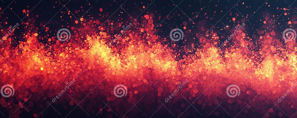 Dynamic Fiery Abstract Background with Pixelated Hexagon Pattern Stock ...