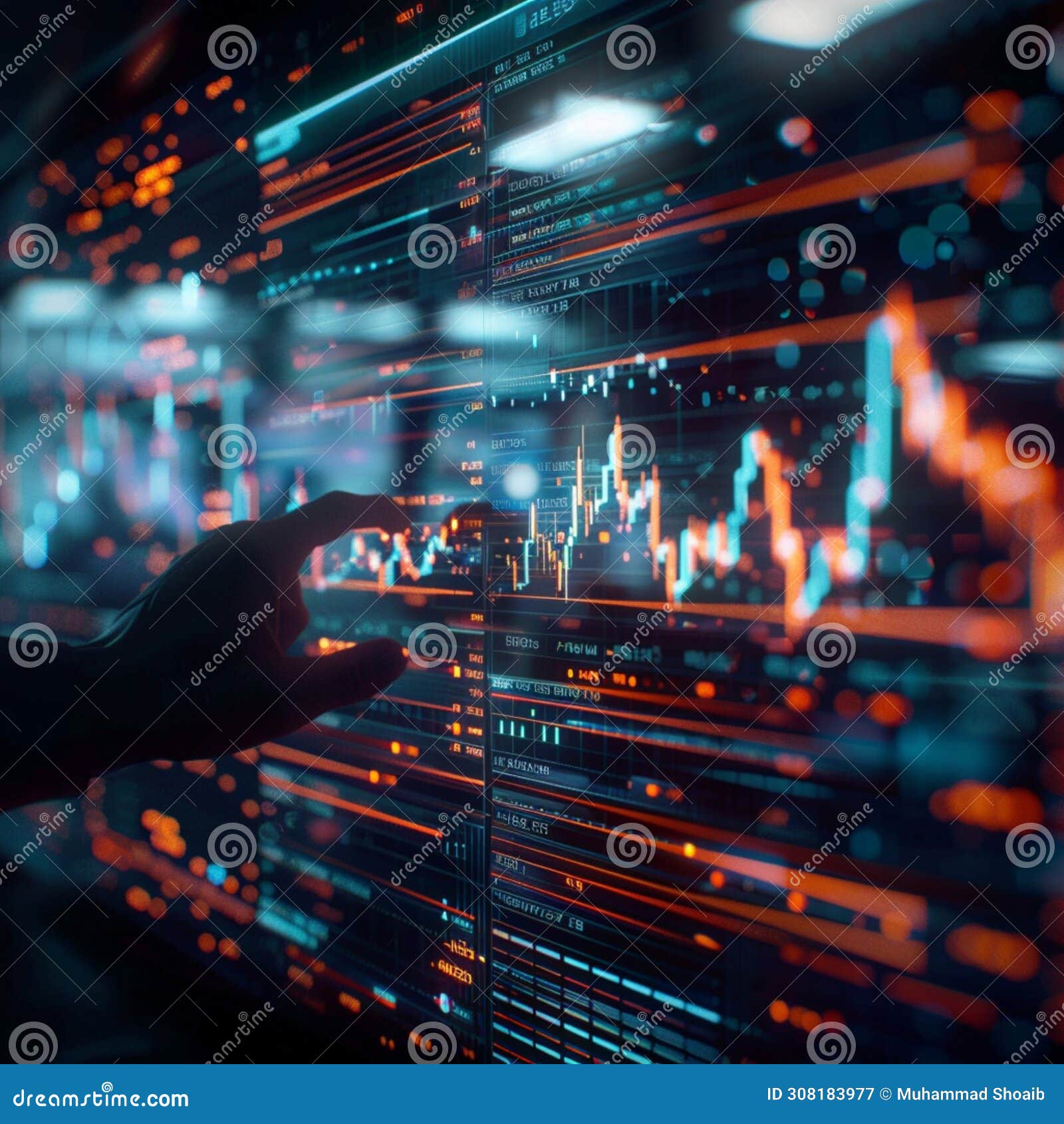 Dynamic Financial Statistics Displayed on Futuristic Holographic ...