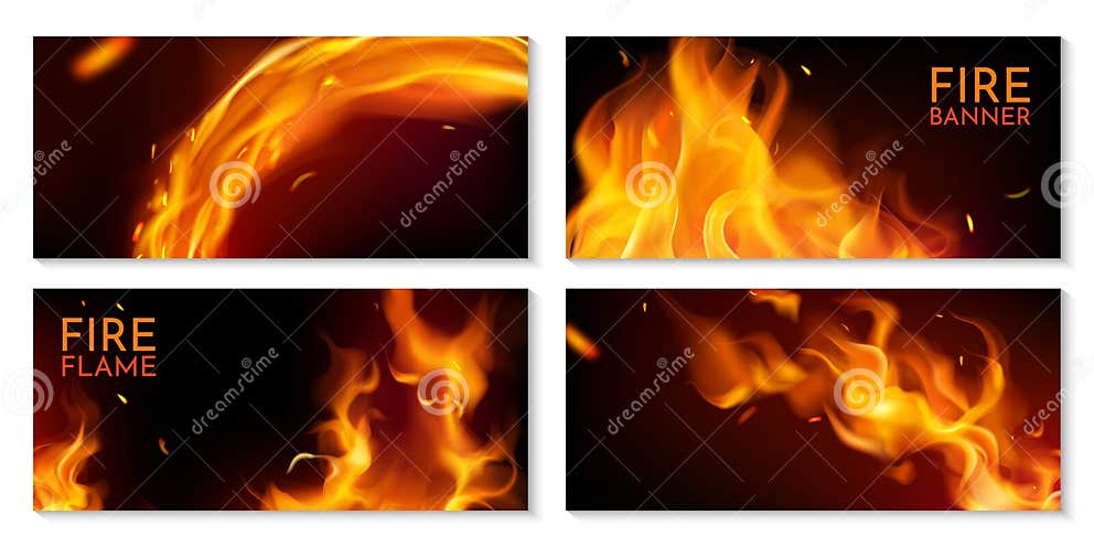 Dynamic Fire Banners Collection Stock Photo - Image of burn, danger ...