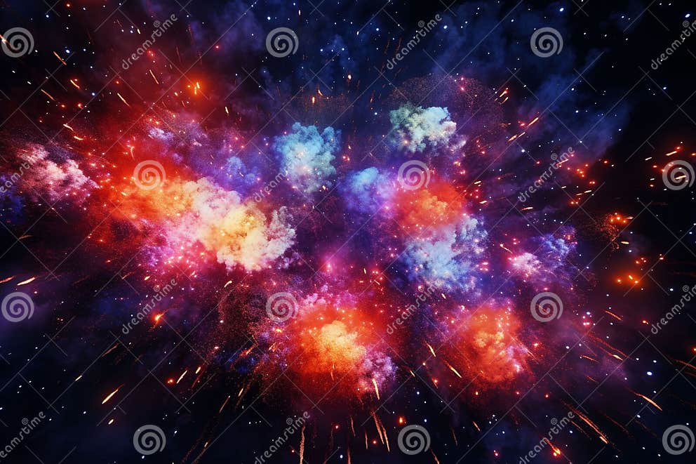 Dynamic Fireworks Display with Multiple Layers Stock Illustration ...