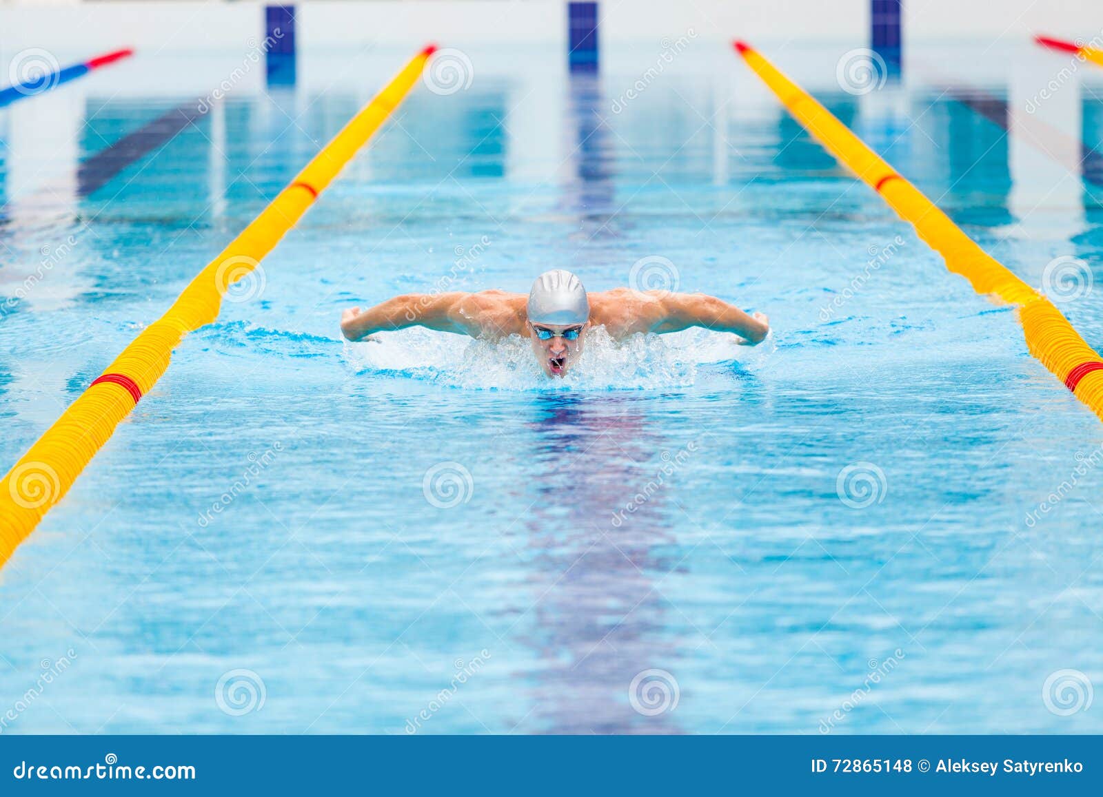 Dynamic Swimmer, In Swimming Pool Royalty-Free Stock Photography ...