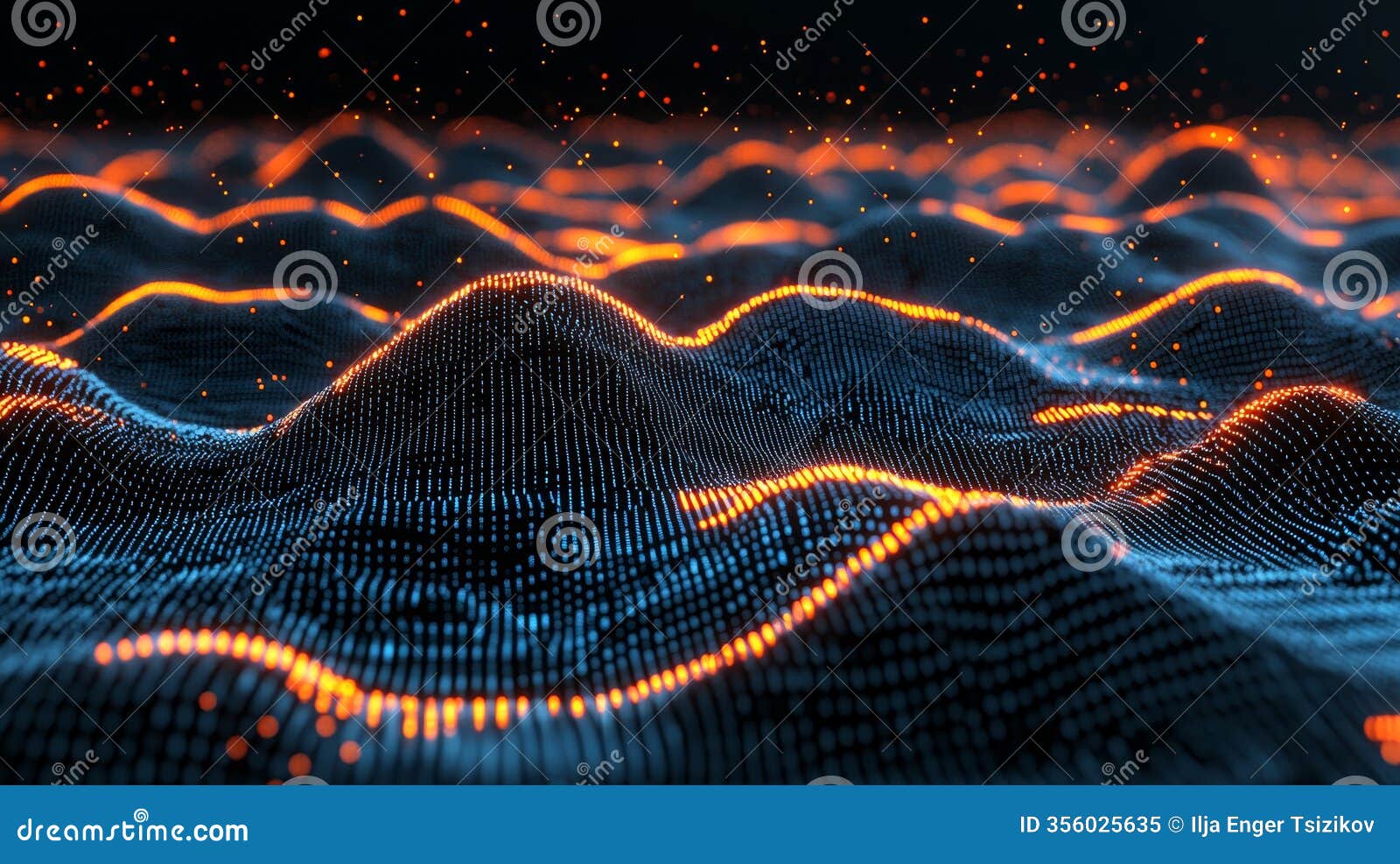 Dynamic Flow of Binary Code Glowing Ones and Zeros Form an Abstract Digital Landscape. Stock ...