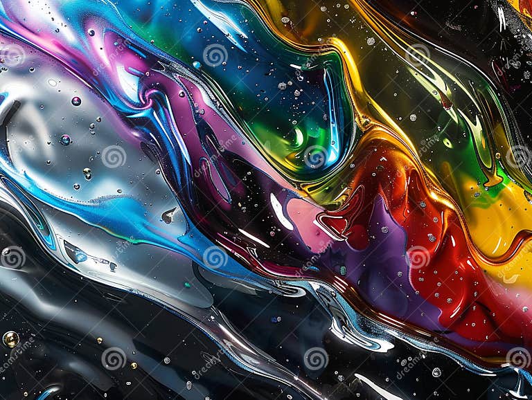 A Dynamic Flow of Colorful Liquid Metal Representing the Fluidity and ...