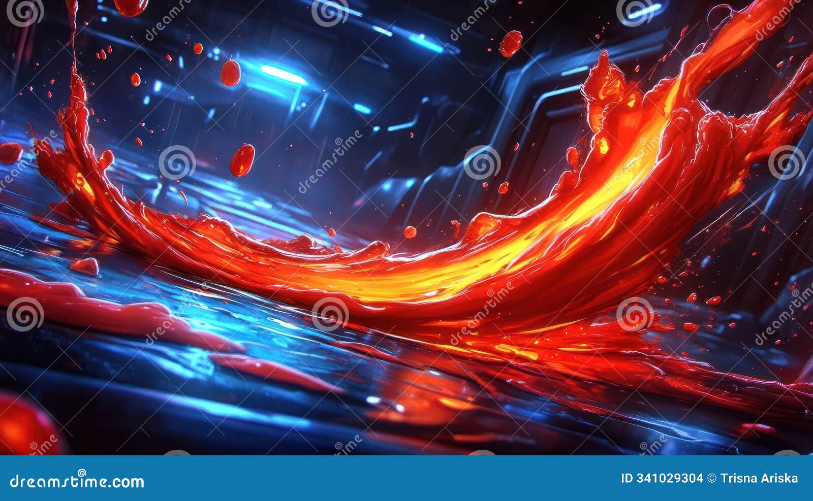 A Dynamic Flow of Molten Substance in a Futuristic, Illuminated ...