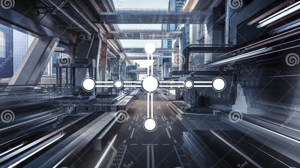 Dynamic Flowchart-inspired System Design Urban Environment Digital Art ...