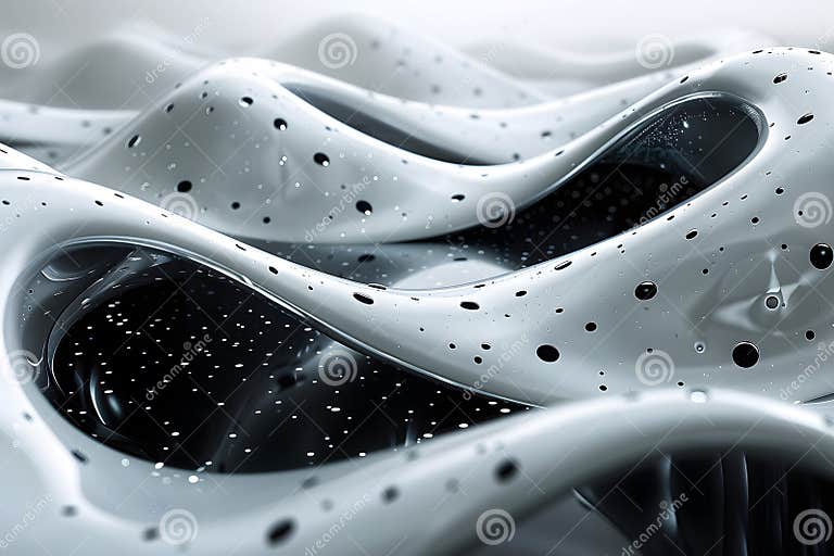 Abstract Black and White Liquid Waves with Dots for Modern Artwork and ...