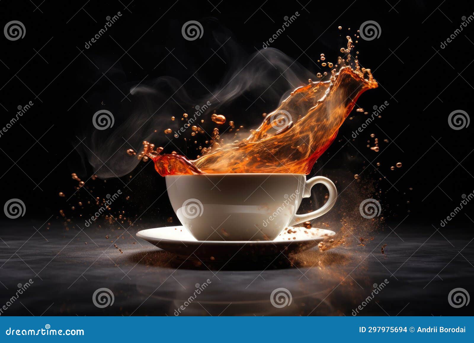 Dynamic Flying Coffee Splash Scene. Stock Illustration - Illustration ...