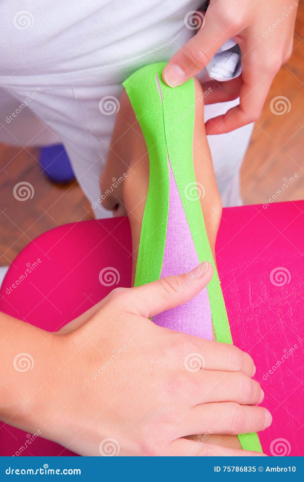 Dynamic Functional Bandage with Taping Stock Image - Image of tarsal ...
