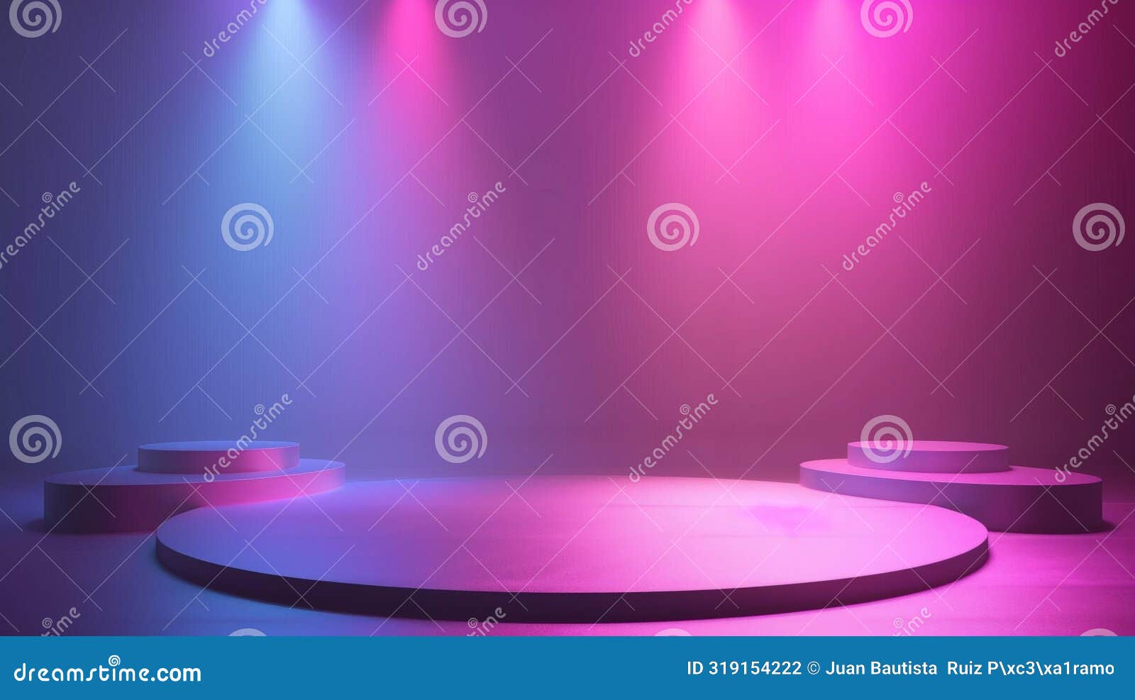 A Dynamic, Futuristic Stage Illuminated by Vibrant Neon Lights and Set ...