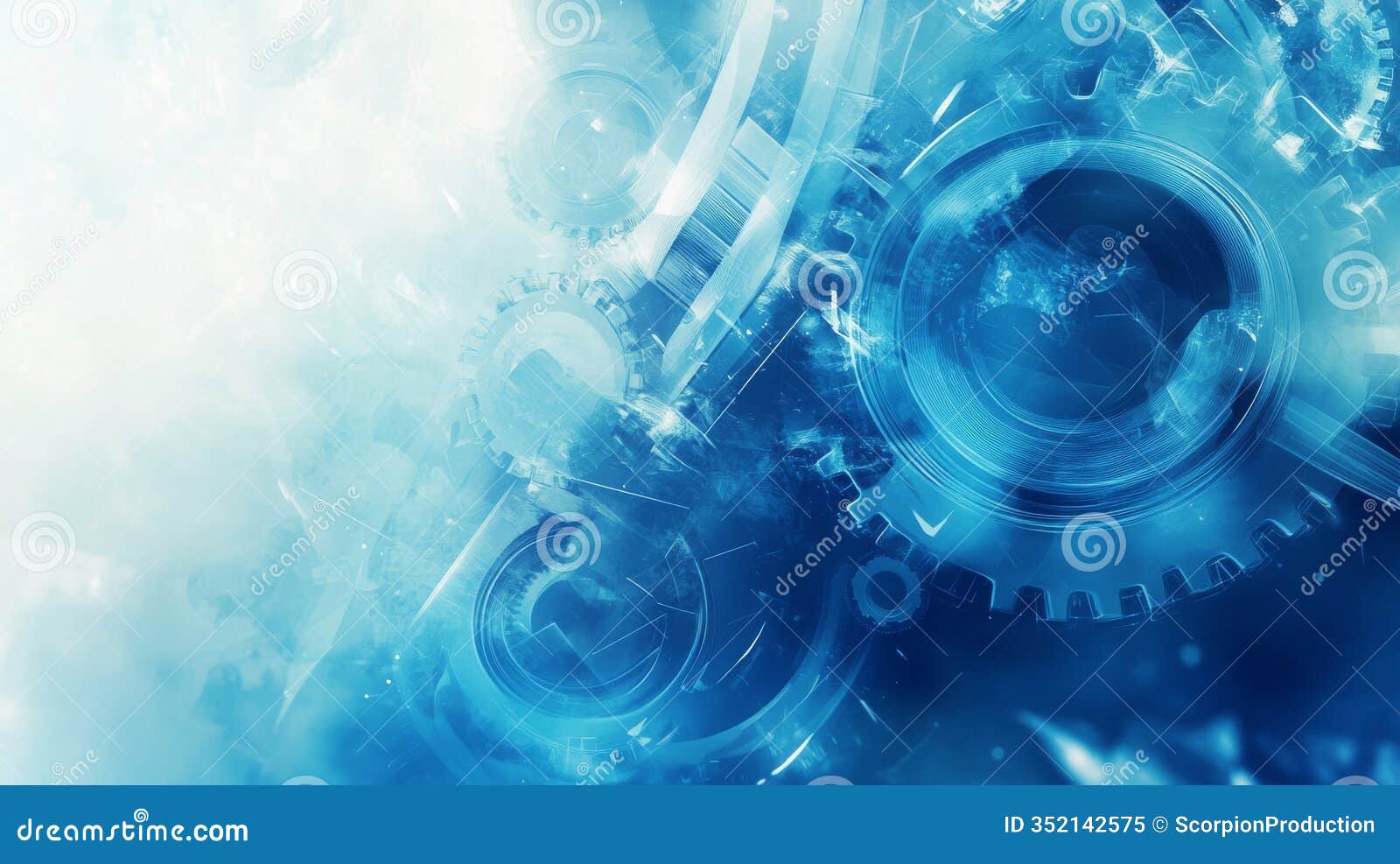 Dynamic Gear System in Translucent Blue Environment Stock Image - Image ...