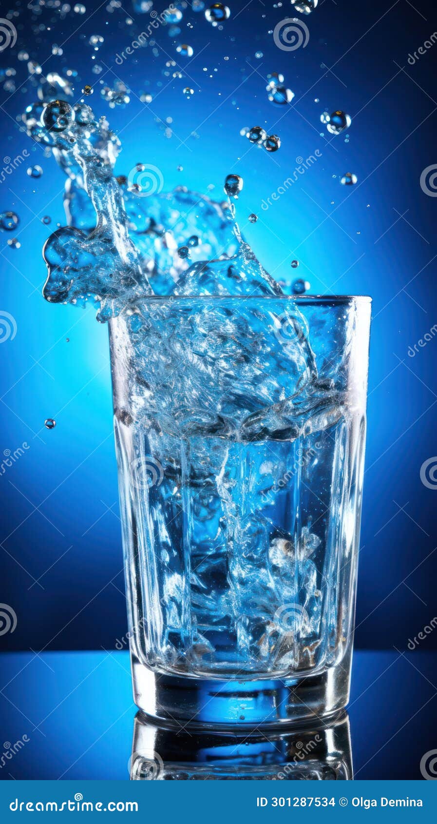 Dynamic Glass of Water with Ice Cubes Splashing, Representing Energy ...