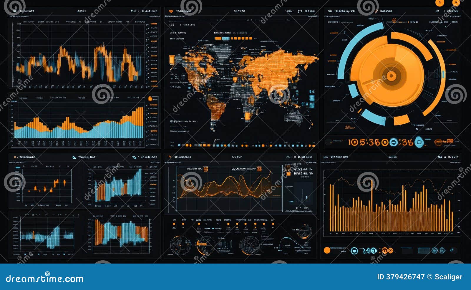 Dynamic Global Data Dashboard With Interactive Charts, Graphs, And World Map In A High-tech ...
