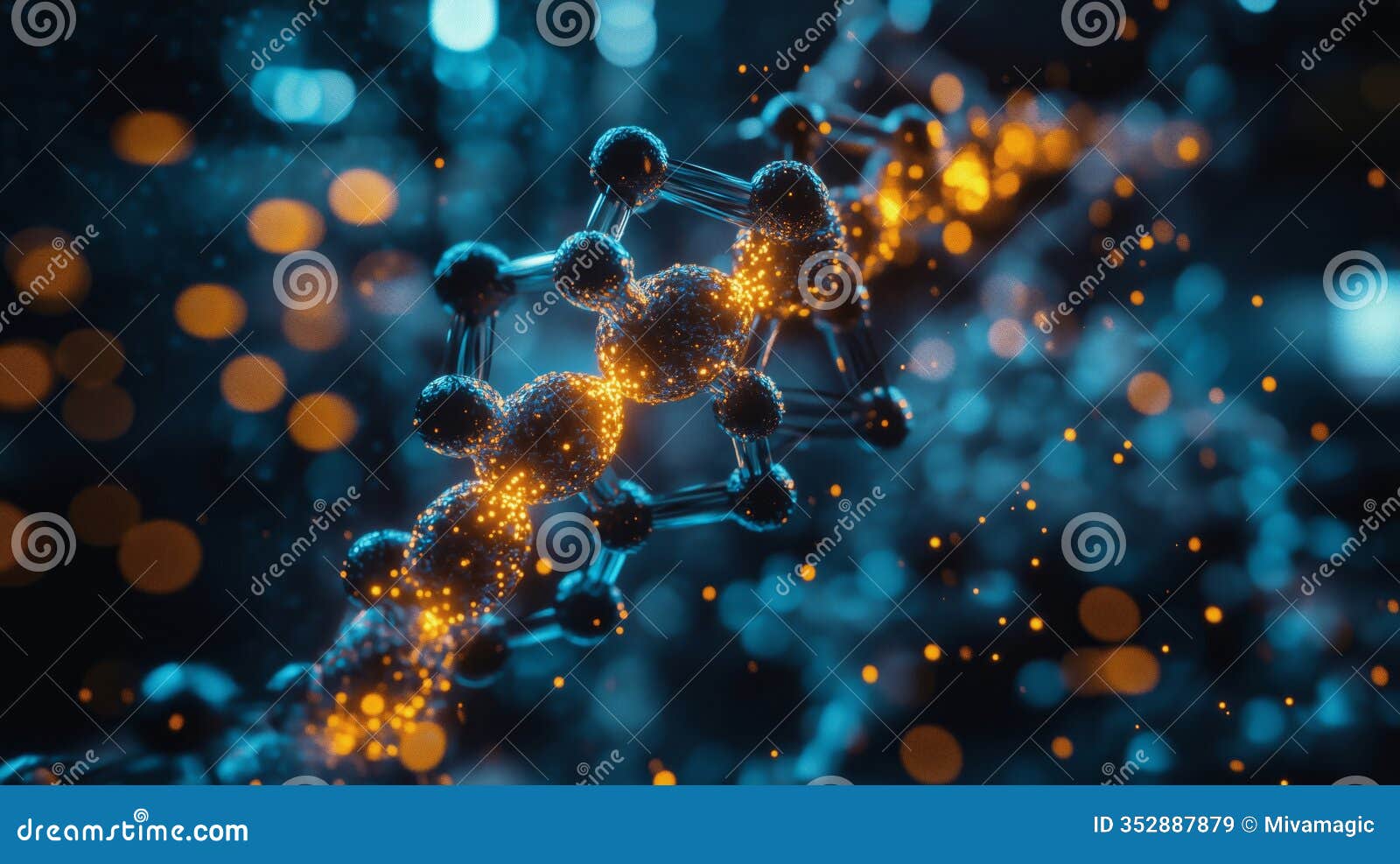 Dynamic Glowing Molecule Structure in Scientific Visualization Stock ...
