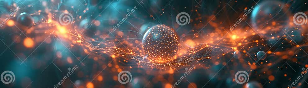 Dynamic Glowing Particles Interconnected, Depicting a Network of ...
