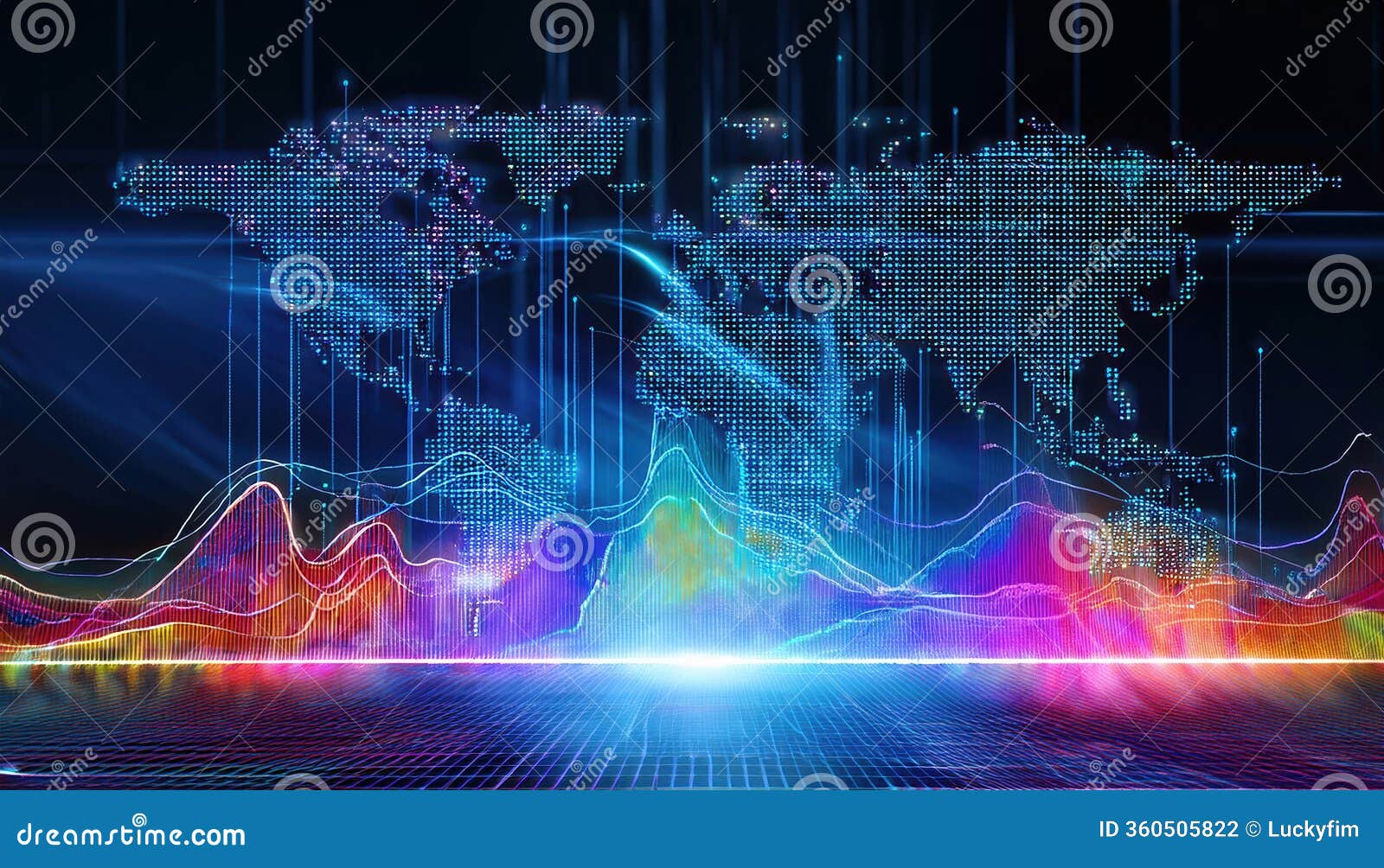 Dynamic Glowing World Map with Predictive Models and Trend Lines Stock ...
