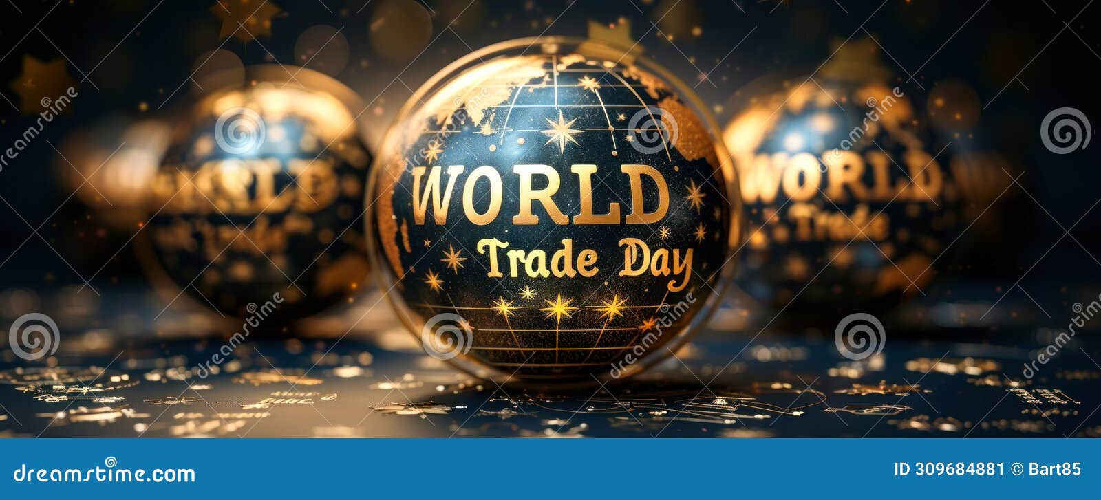 Dynamic Glowing World Trade Day Concept with Global Map Highlighted in ...