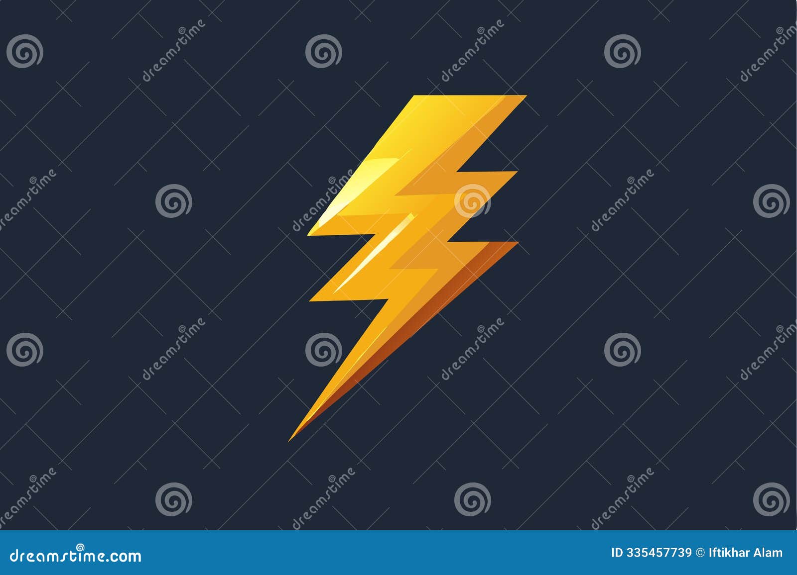 A Dynamic Golden Lightning Shape Stands Out Against the Dark Backdrop ...