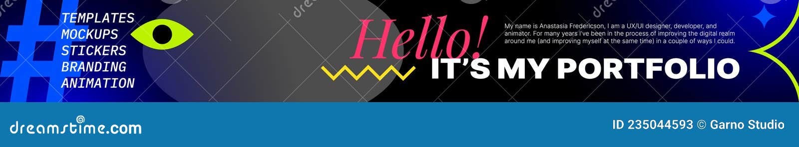 Dynamic Gradient Header for Portfolio. Transparent Horizontal Banner ...