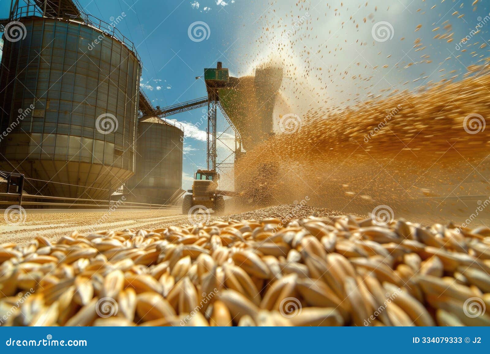 Dynamic Grain Silo Scene: Modern Farming And Harvesting In Action AI ...