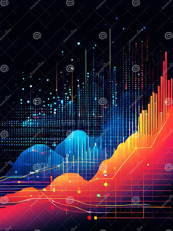 Dynamic Graph with Fluctuating Data Points in Vibrant Colors Stock ...