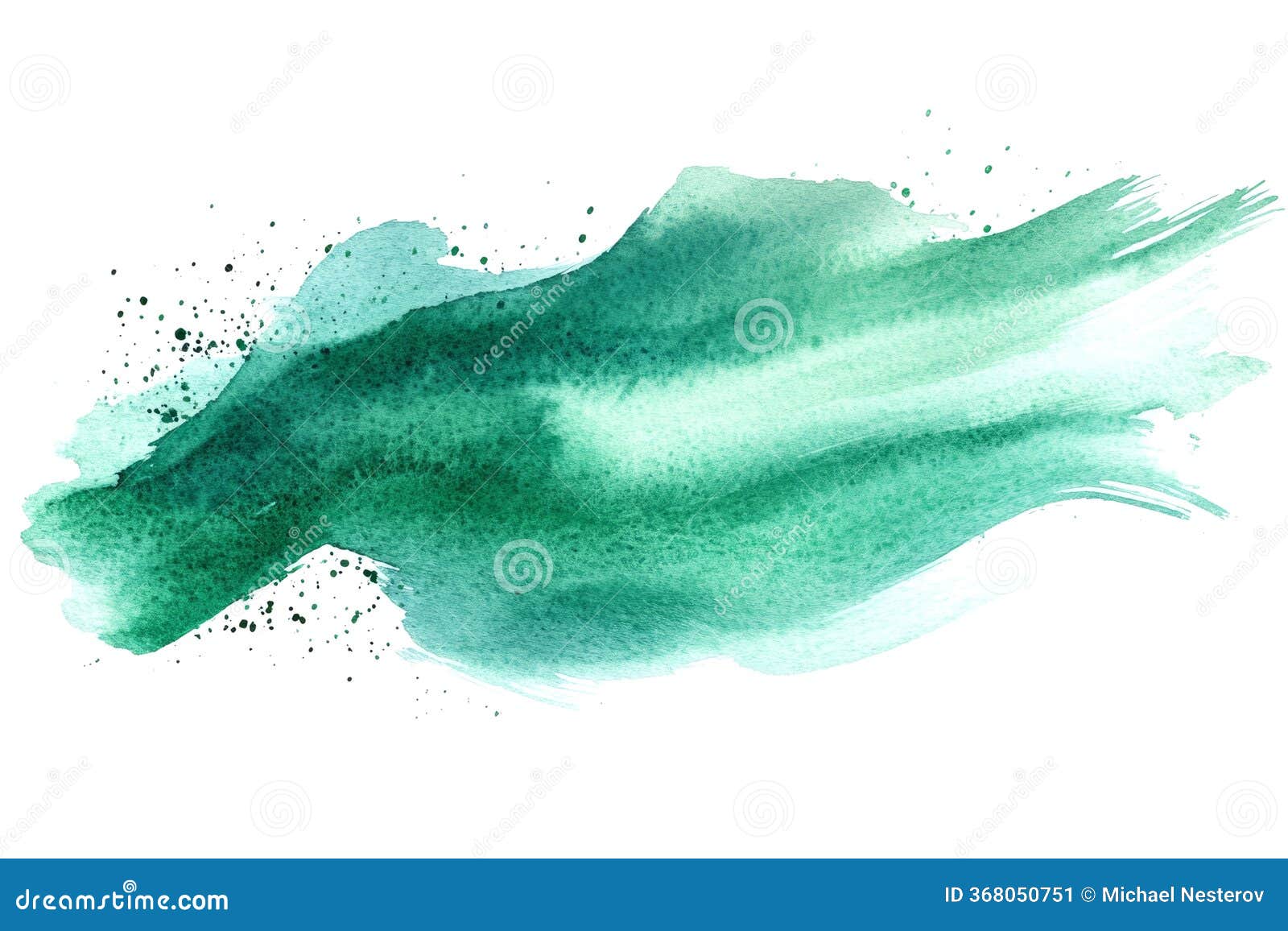 Dynamic Green Brush Stroke With Splatter Effect On White Background ...