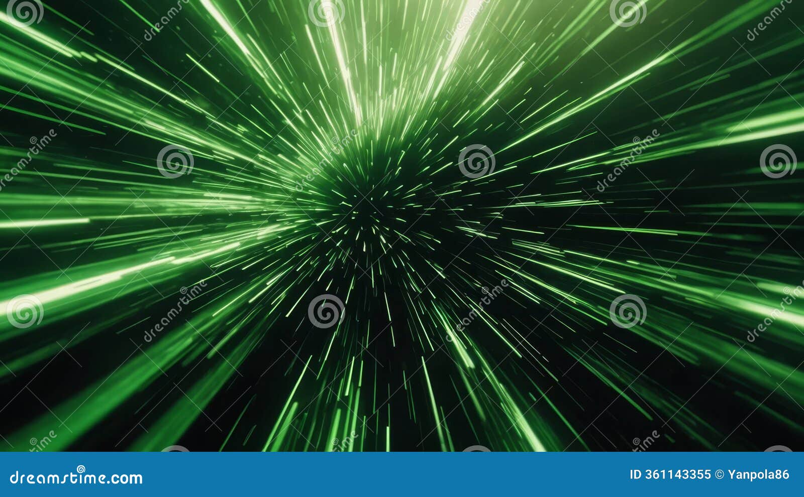 Dynamic Green Light Burst Creating a Tunnel Effect with Speed Lines ...