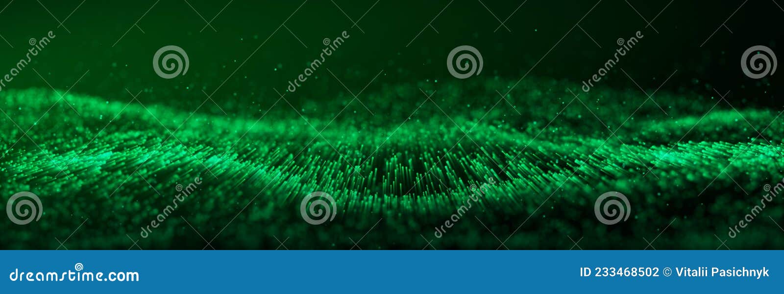 Dynamic Green Particle Wave. Futuristic Point Wave. Flow Digital Structure. Data Technology ...