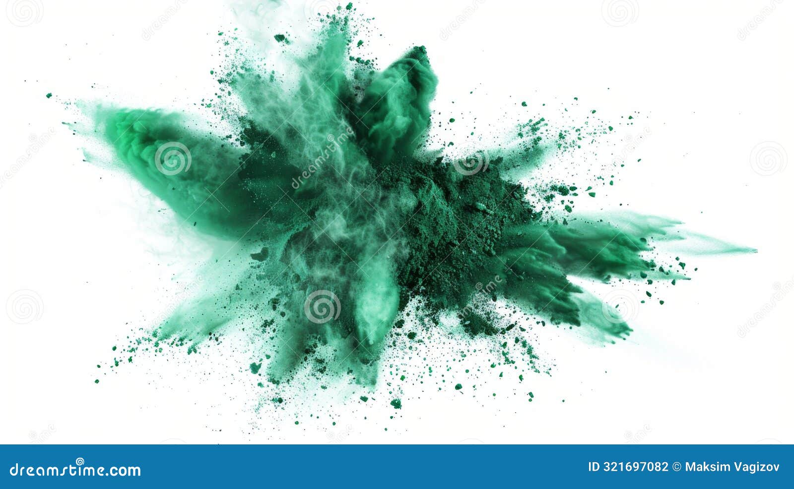 Dynamic Green Powder Explosion Isolated on White Background, Generative ...