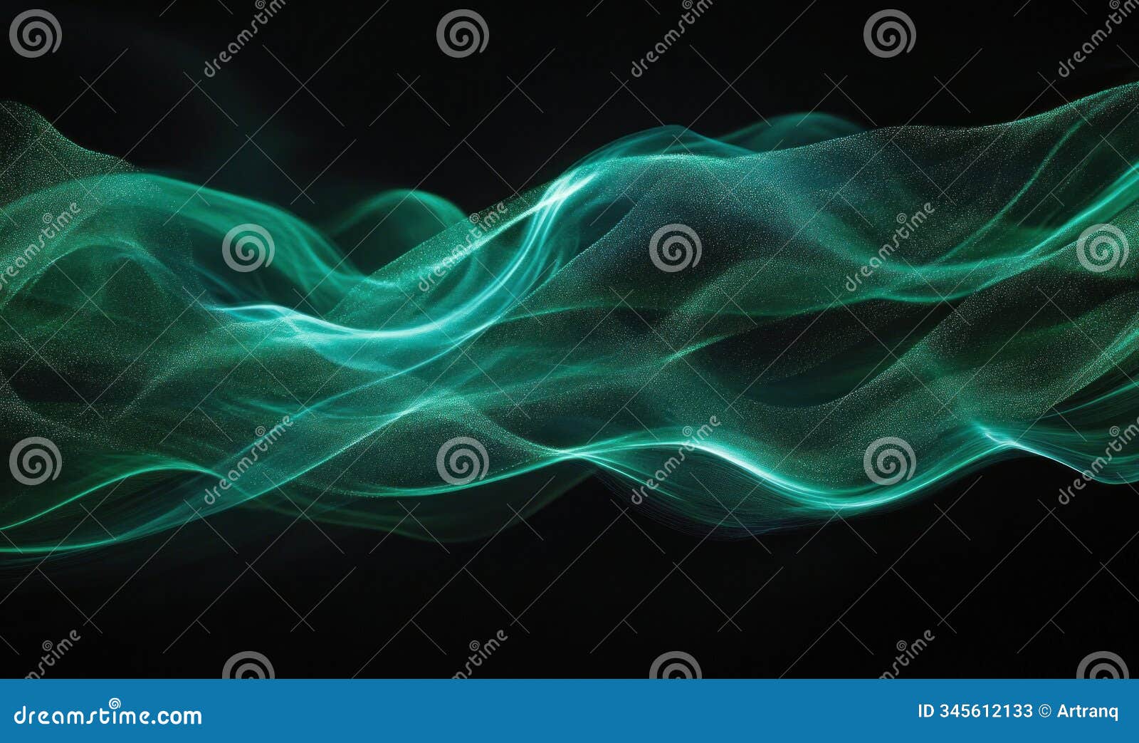Abstract Green Wave on Black Background Stock Illustration ...