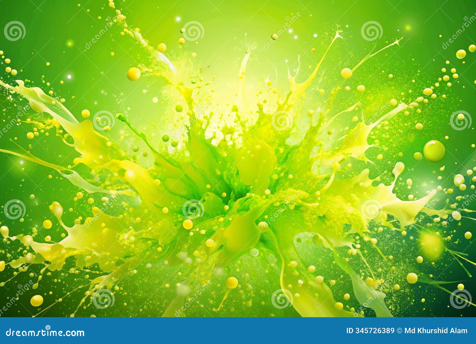 Dynamic Green and Yellow Splash Explosion with Bright Energetic ...
