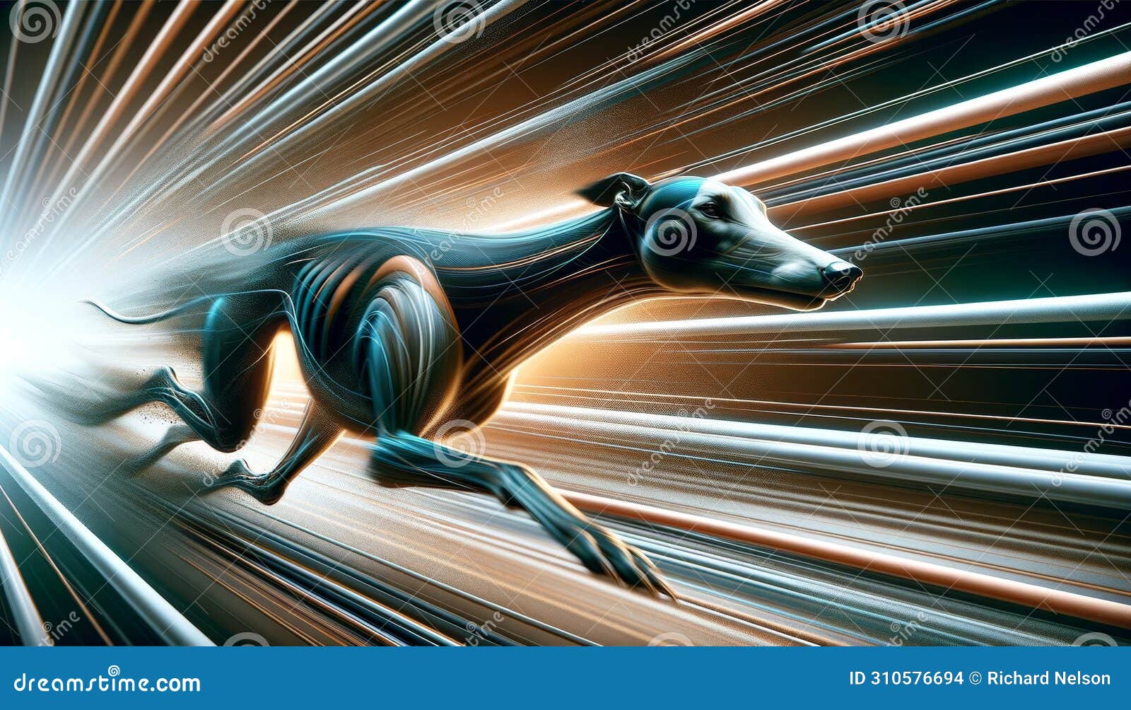 Dynamic Greyhound Racing with Blurred Speed Lines Stock Illustration ...