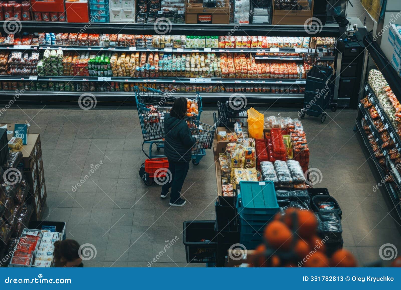 A Shopper Explores a Vibrant Grocery Store Filled with Colorful ...