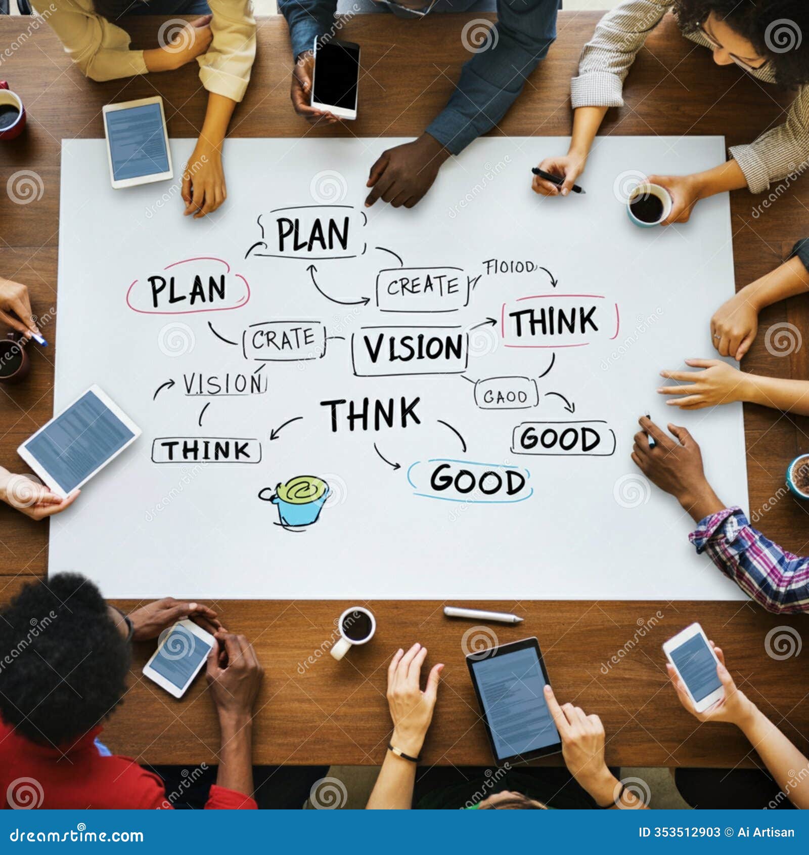 AI-Generated Image: Collaborative Planning Session with Diagram Stock ...