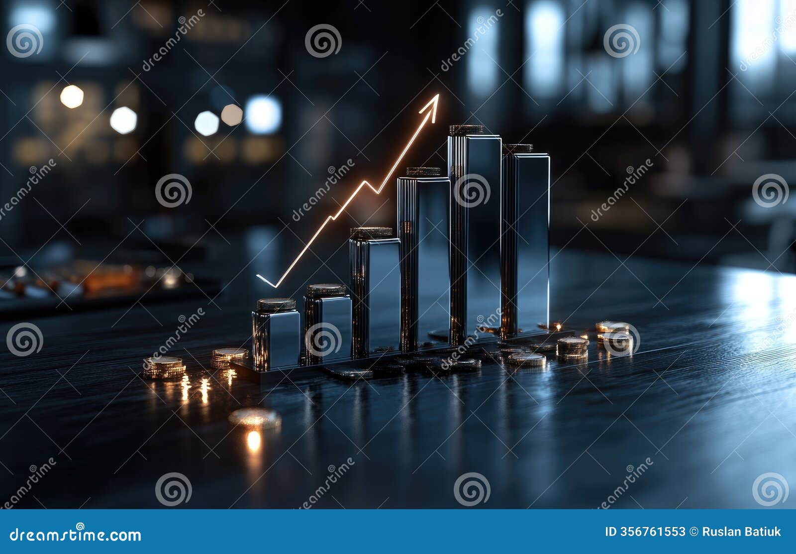 Dynamic Growth: Glowing Data, Rising Chart, Economic Success, Analytics ...