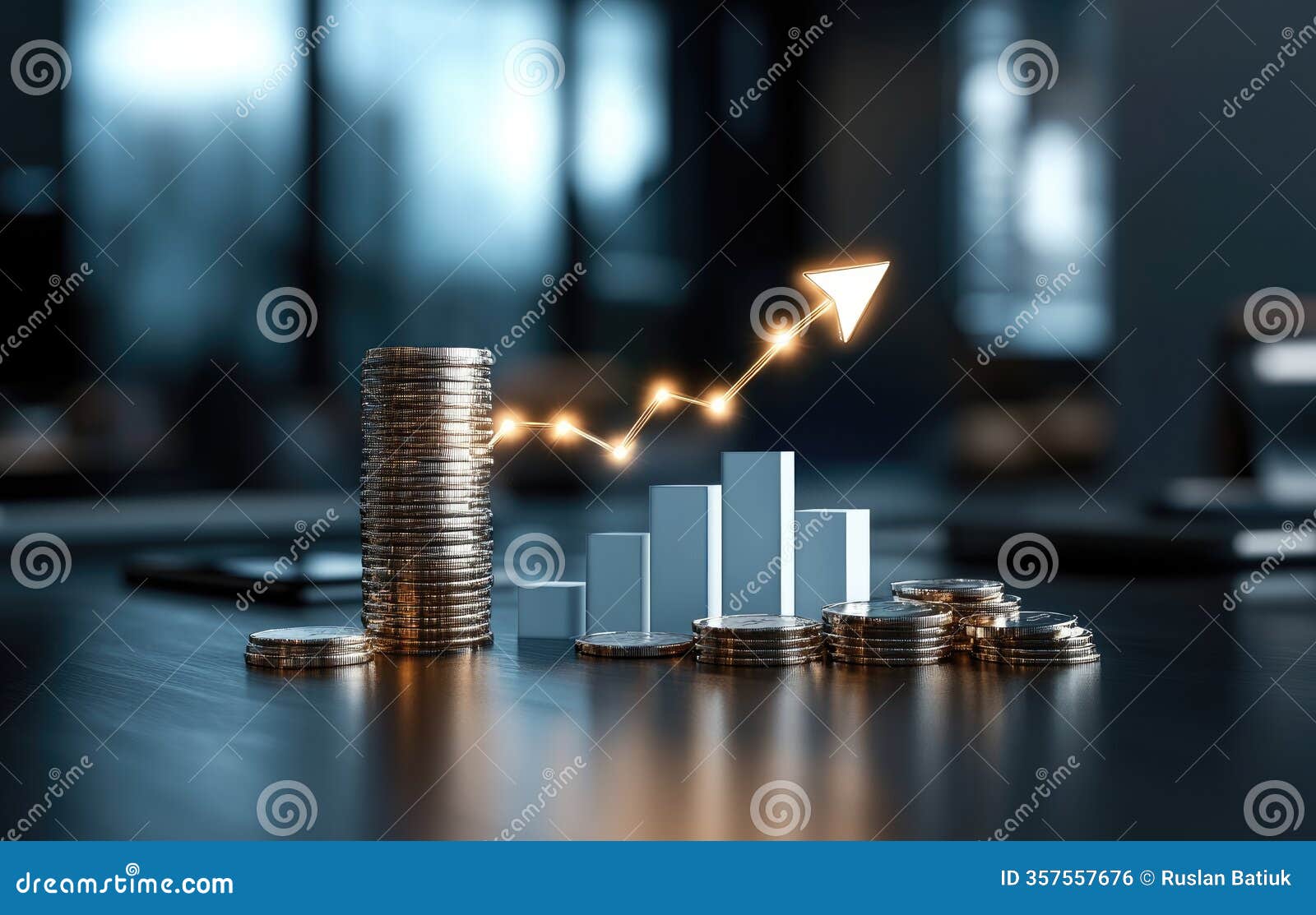 Dynamic Growth: Glowing Data, Rising Chart, Economic Success, Analytics ...