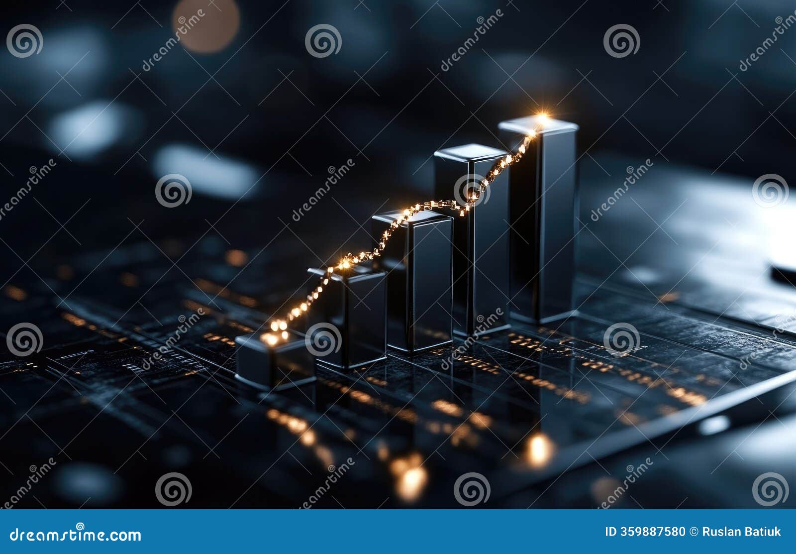 Dynamic Growth: Glowing Data, Rising Chart, Economic Success, Analytics ...