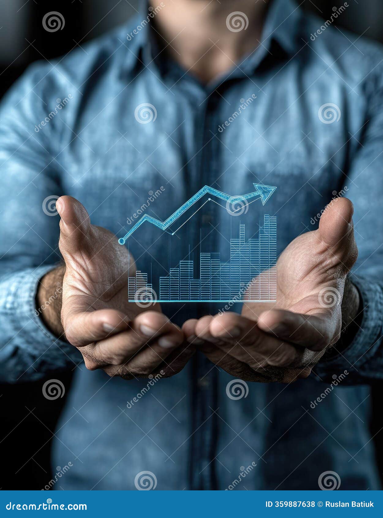 Dynamic Growth: Glowing Data, Rising Chart, Economic Success, Analytics ...