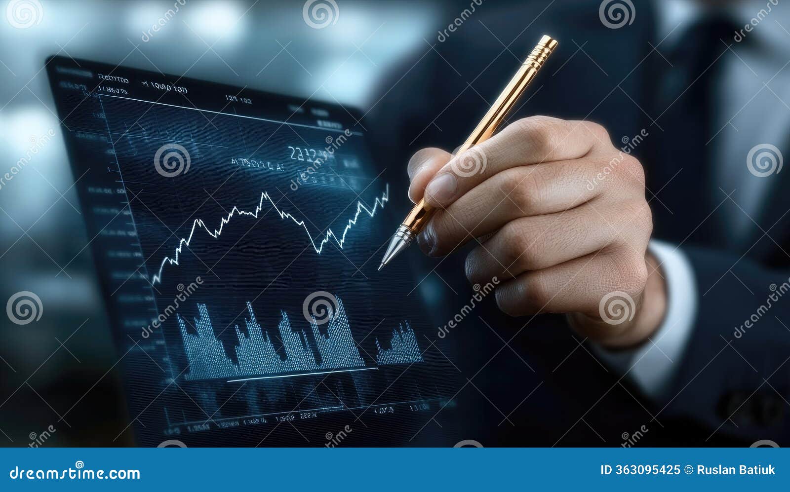 Dynamic Growth: Glowing Data, Rising Chart, Economic Success, Analytics ...