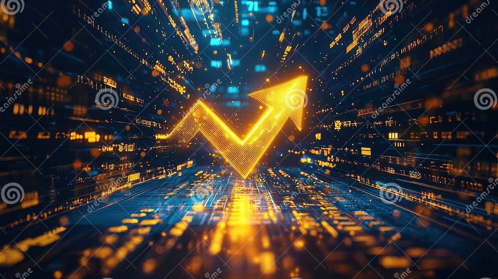 Dynamic Growth Visualization with Arrow and Digital Background Stock ...