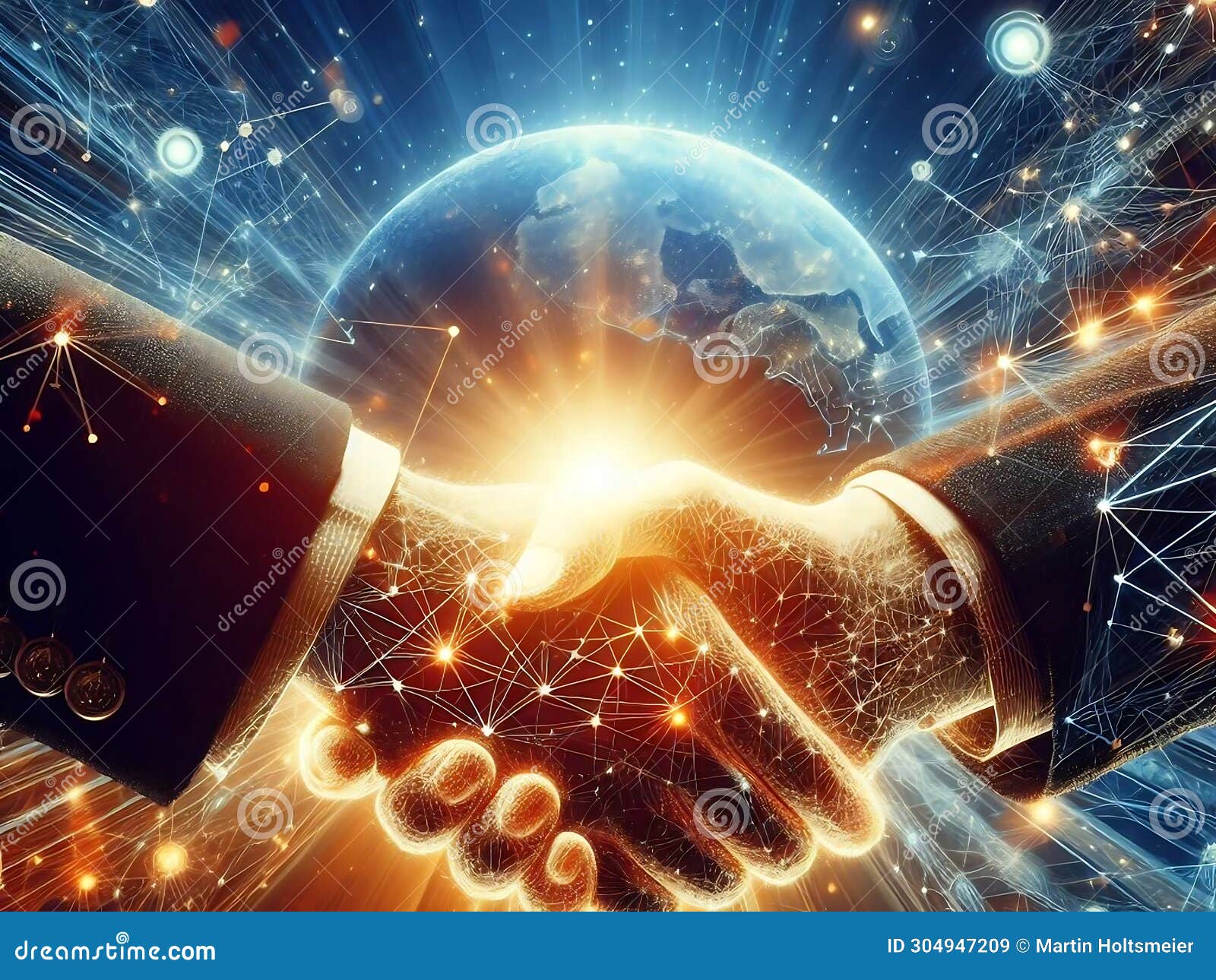 Dynamic Handshake Illumination Stock Illustration - Illustration of ...