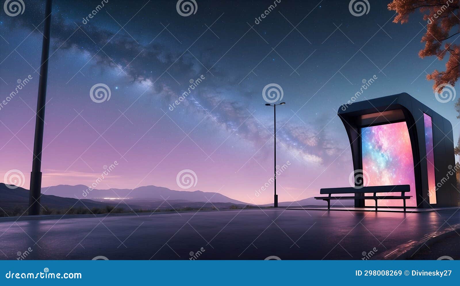 Dynamic Hard Surface Bus Stop Composition. Ai Generated Stock Image ...
