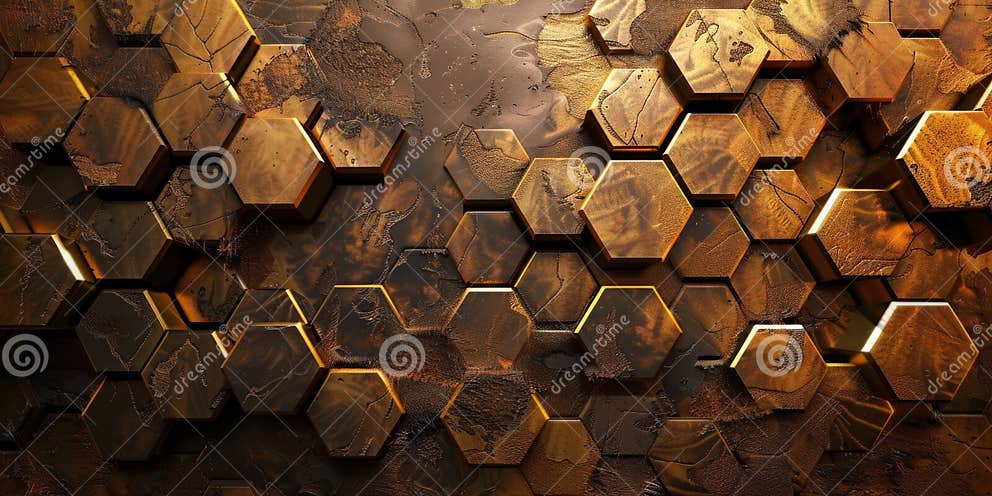 A Dynamic Hexagonal Pattern on a Rustic Metal Surface Presents a ...